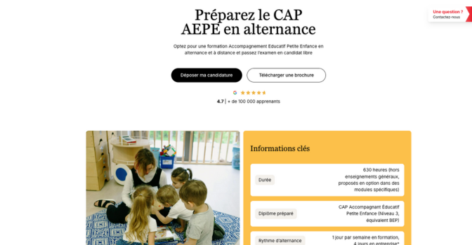 Top 5 formations CAP AEPE en alternance à distance en 2026